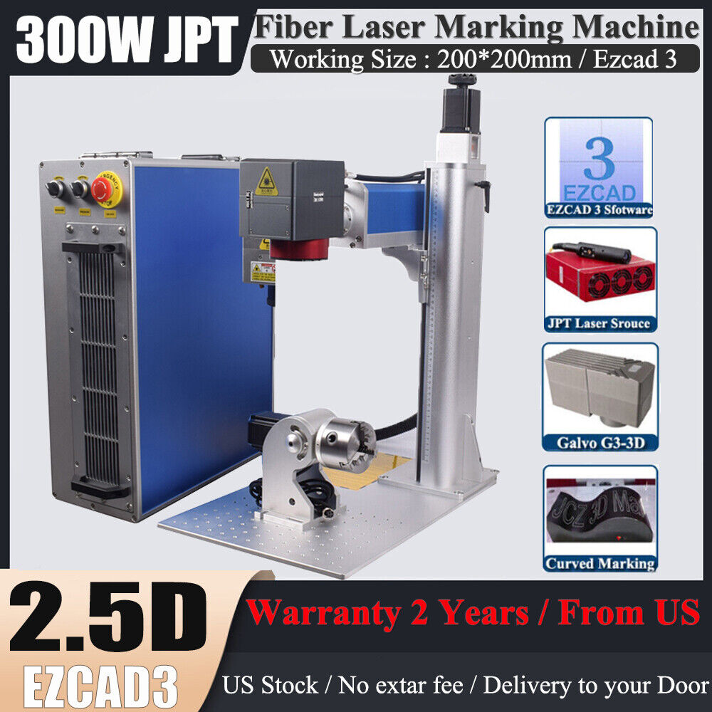 【US SHIP】2.5D JPT Mopa 300W Fiber Laser Engraver Deep Marking Machine ...